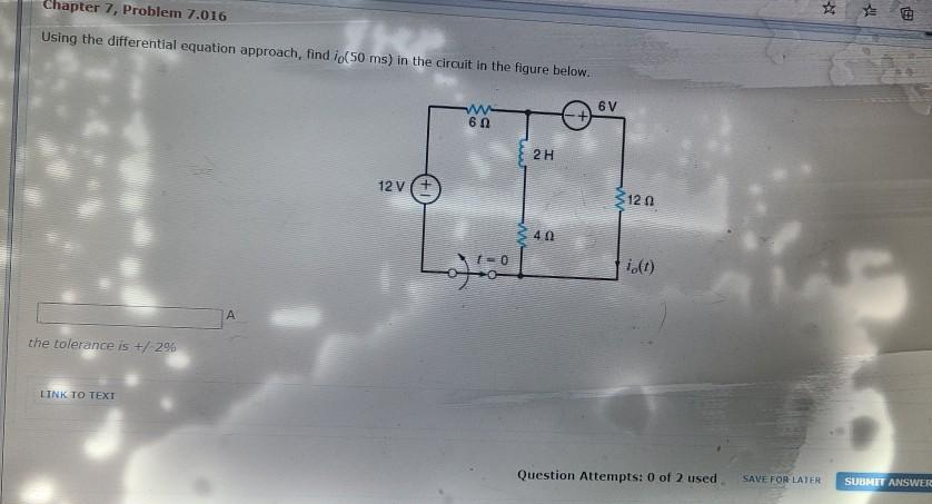 Solved Chapter 7, Problem 7.016 * Using the differential | Chegg.com