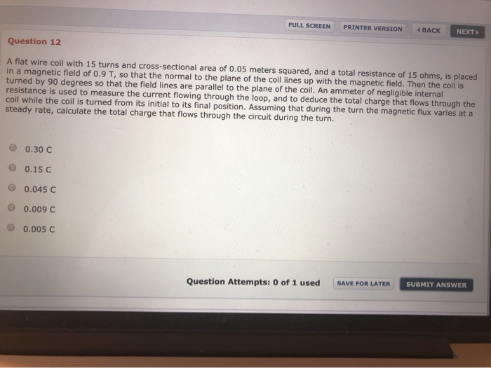 Solved FULL SCREEN PRINTER VERSION BACK NEXT Question 12 A | Chegg.com