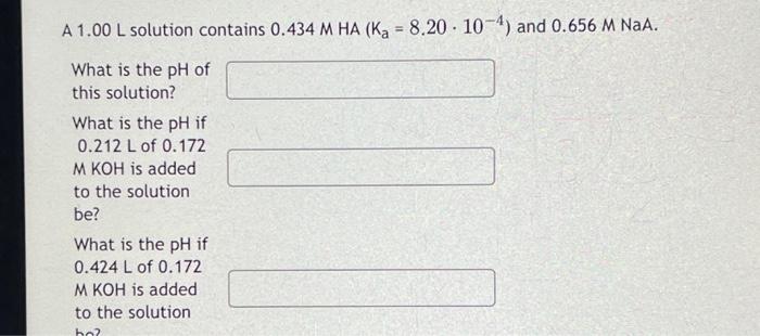 A \\( 1.00 \\mathrm{~L} \\) solution contains \\( | Chegg.com