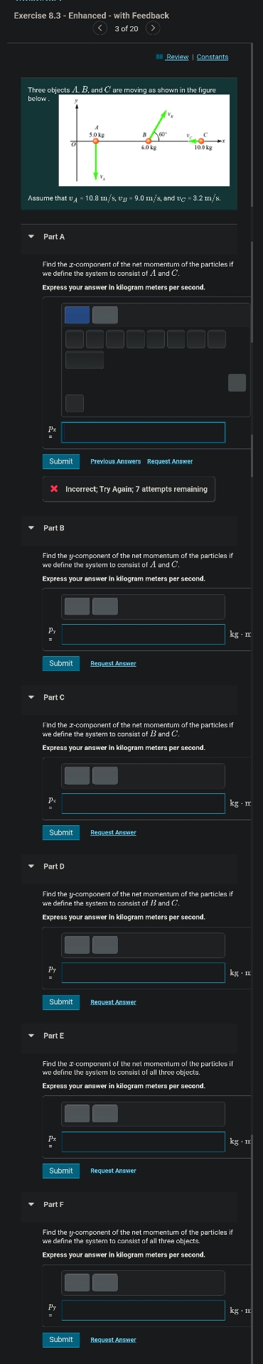 Solved Three objects A ﻿, ﻿ B ﻿, ﻿and C ﻿ are moving as | Chegg.com