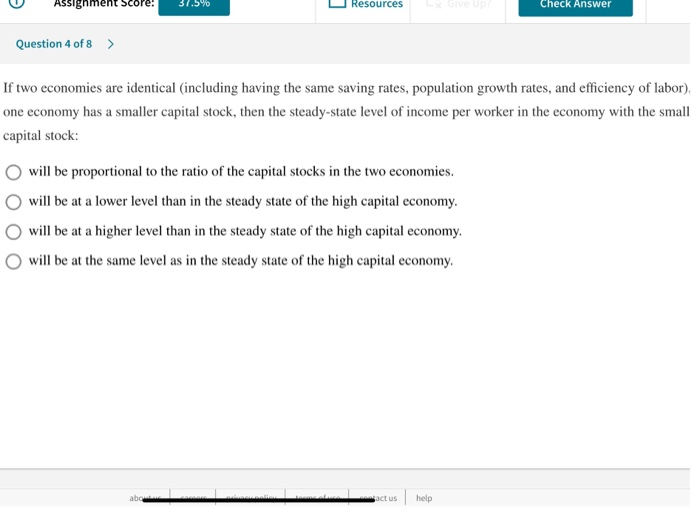 Solved Assignment Score! 37.5% U Resources Check Answer | Chegg.com