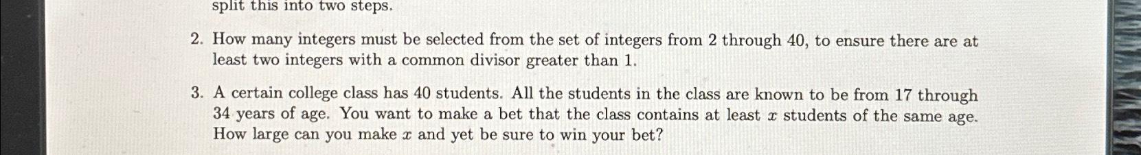 Solved 3. ﻿A certain college class has 40 ﻿students. All the | Chegg.com