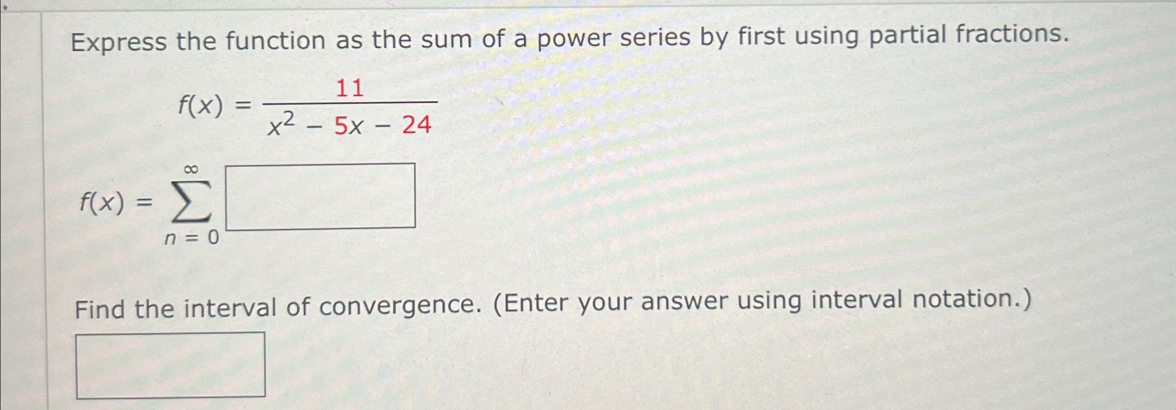 Solved Express the function as the sum of a power series by | Chegg.com