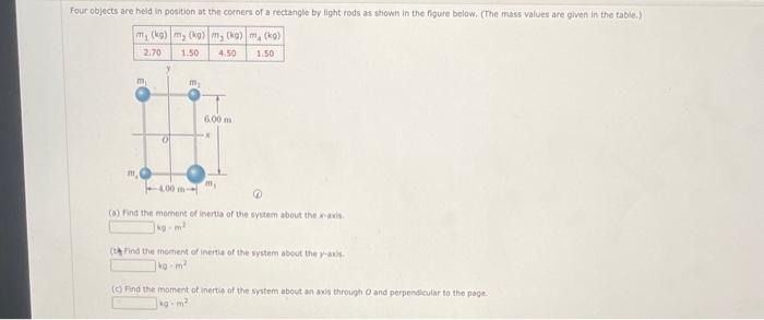 Solved Four objects are held in position at the corners of a | Chegg.com