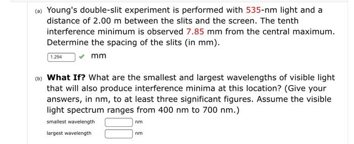 Solved (a) Young's double-slit experiment is performed with | Chegg.com