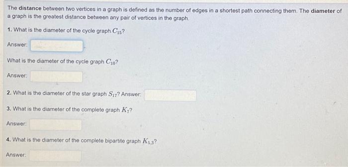 Solved The distance between two vertices in a graph is | Chegg.com