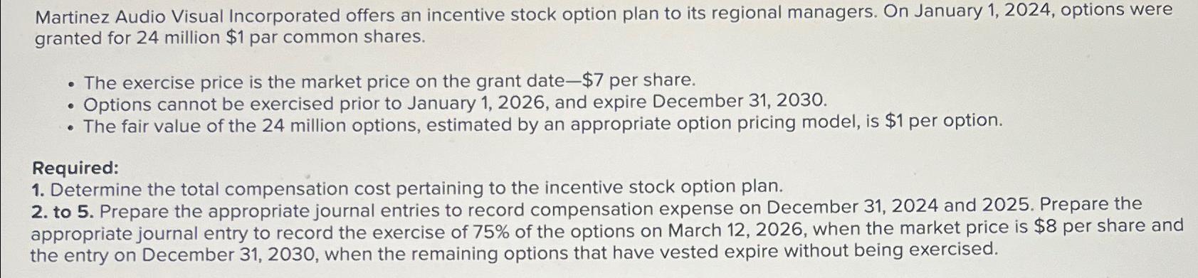 Martinez Audio Visual Incorporated offers an | Chegg.com