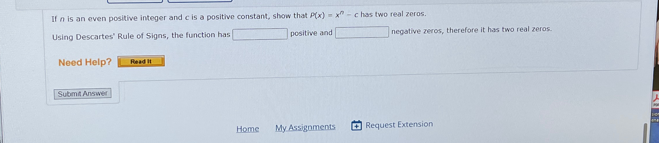 Solved If n ﻿is an even positive integer and c ﻿is a | Chegg.com