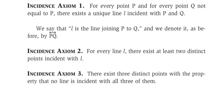 INCIDENCE Axiom 1. For every point P and for every | Chegg.com