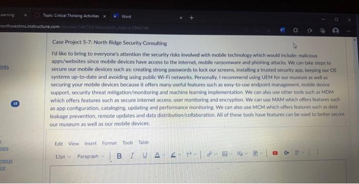 Solved Case Project 5-7: North Ridge Security Consulting I'd | Chegg.com