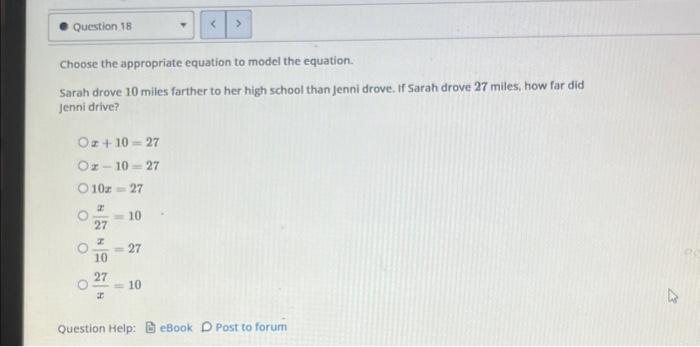 Solved Choose the appropriate equation to model the | Chegg.com