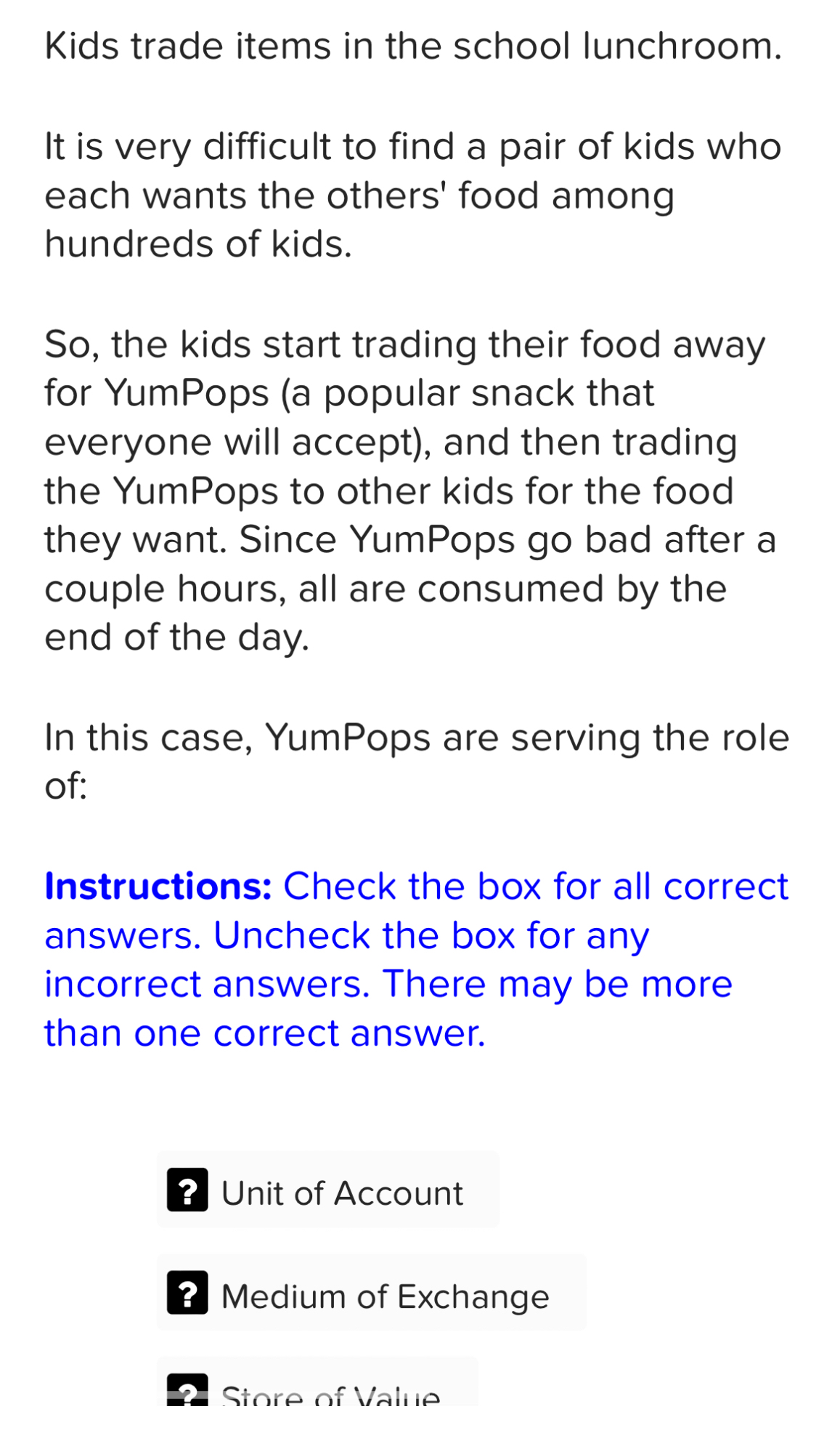 Solved Kids trade items in the school lunchroom.It is very | Chegg.com
