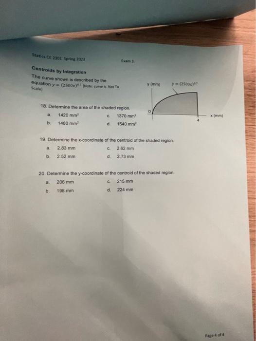 Solved Centroids by Integration The curve shown is described | Chegg.com