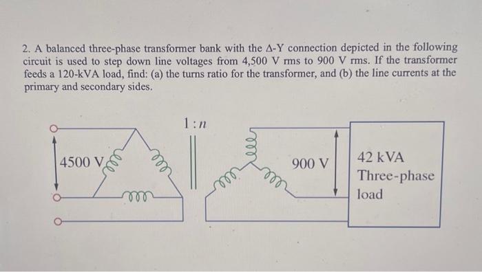 Solved 2. A balanced three-phase transformer bank with the | Chegg.com