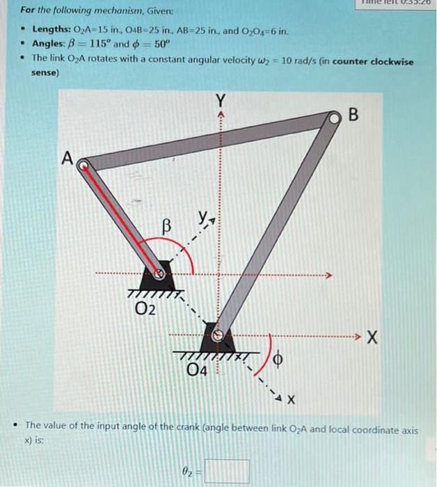 For the following mechanism, Given: - Lengths: O2 | Chegg.com