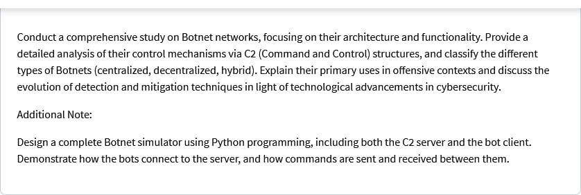 Solved Conduct a comprehensive study on botnet networks, | Chegg.com