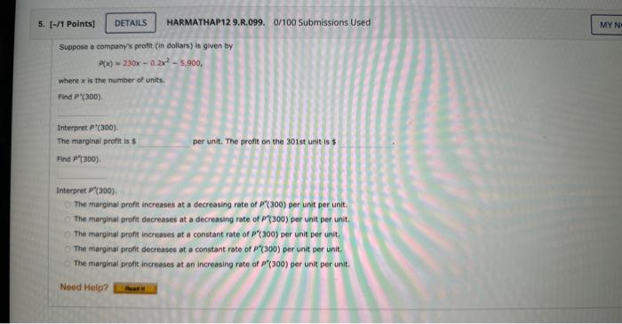 Solved Suppose a compony's profft (in dollars) is given by | Chegg.com