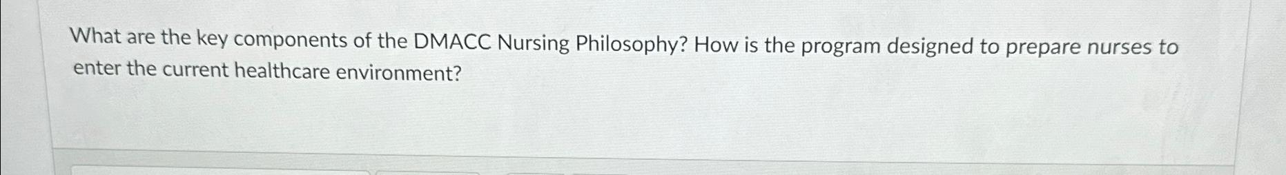 Solved What are the key components of the DMACC Nursing | Chegg.com