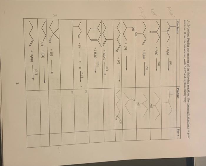 Solved 3. 24 points) Predict the outcome of the following | Chegg.com