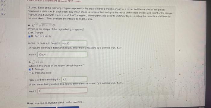 Solved (1 point) Each of the following integrais represente | Chegg.com