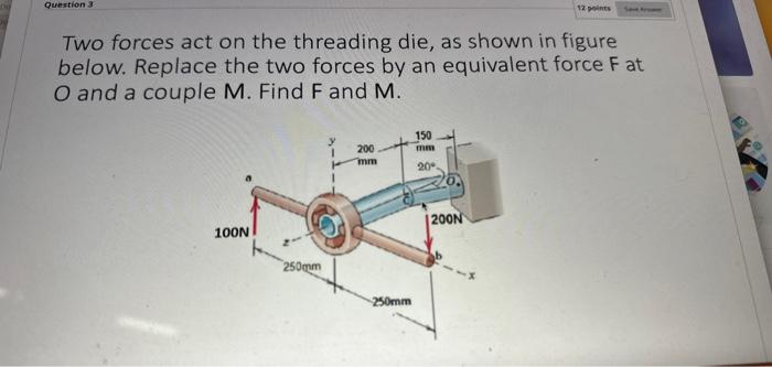 Solved Two forces act on the threading die, as shown in | Chegg.com