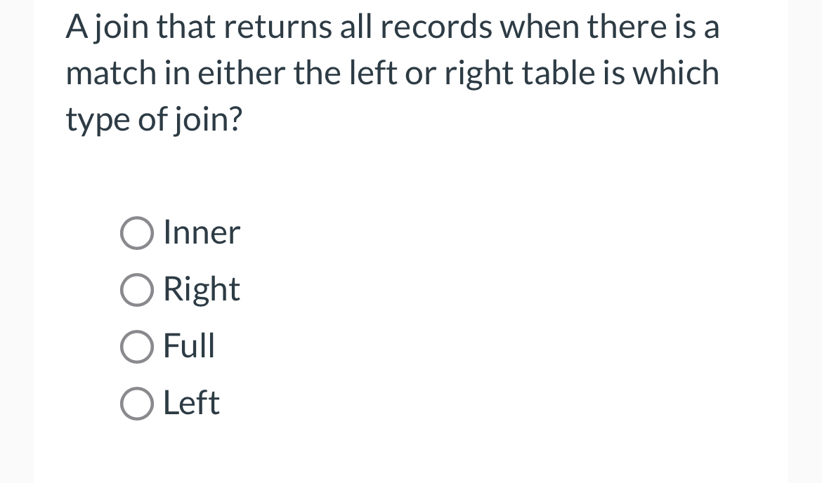 Solved A join that returns all records when there is a match | Chegg.com