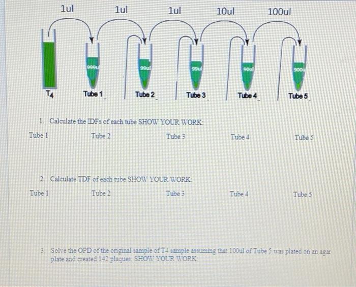 Solved 1. Calculate the IDFs of each tube SHOW YOUR WORK: | Chegg.com