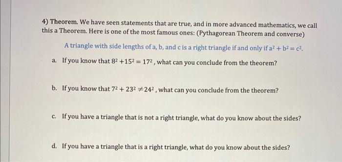 Solved 4 Theorem We Have Seen Statements That Are True