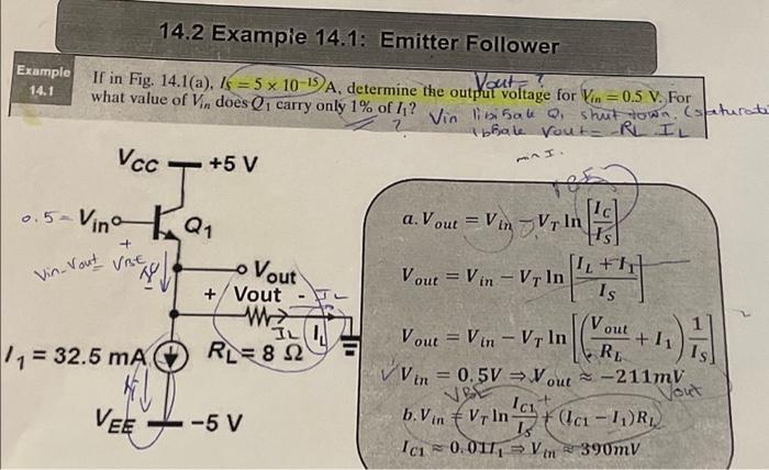 Solved 14.2 Example 14.1: Emitter Follower Example If in | Chegg.com