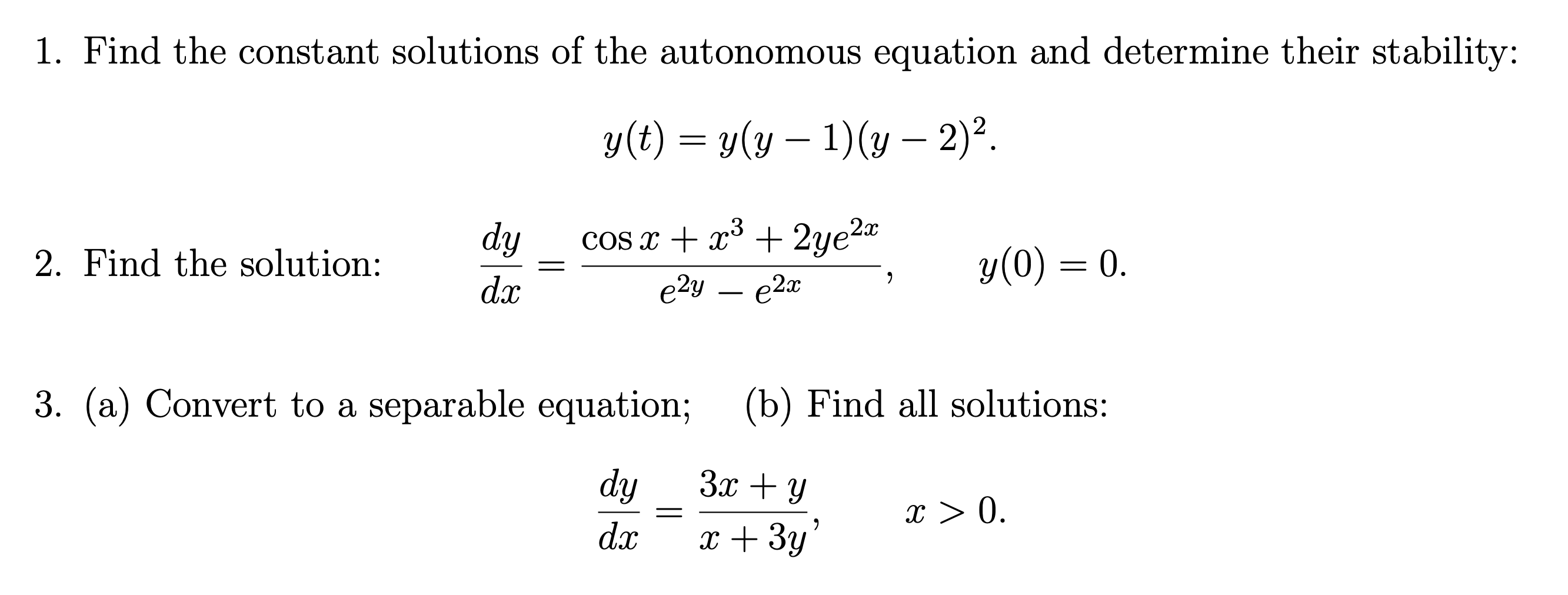 Solved Find the constant solutions of the autonomous | Chegg.com