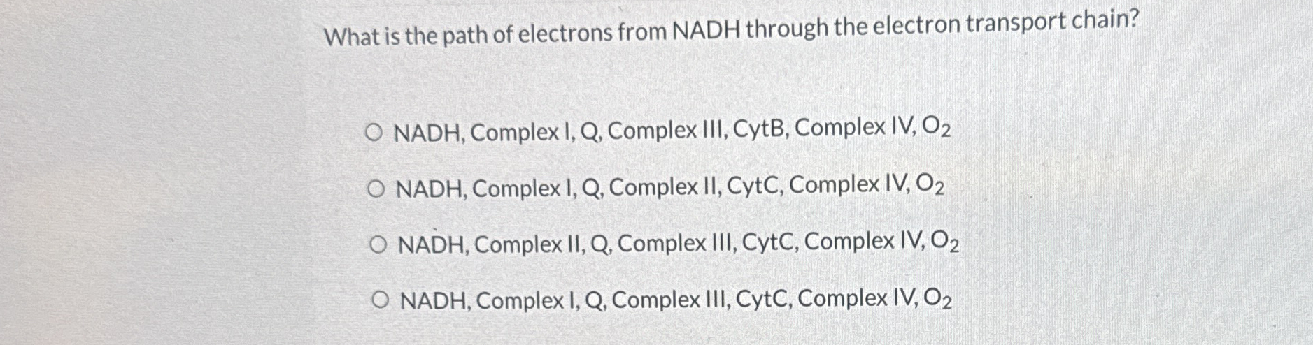 Solved What is the path of electrons from NADH through the | Chegg.com