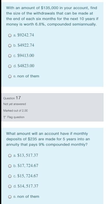 Solved With an amount of $135,000 in your account, find the | Chegg.com