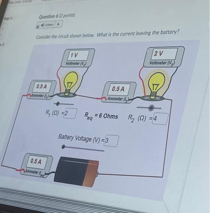 Solved Question 6 (2 points) Consider the circuit shown | Chegg.com