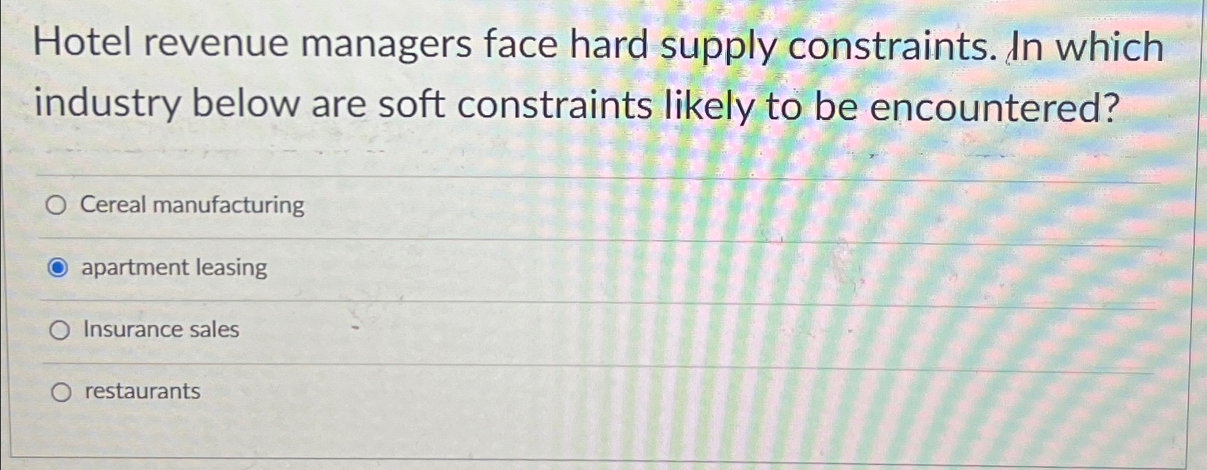 Solved Hotel revenue managers face hard supply constraints. | Chegg.com