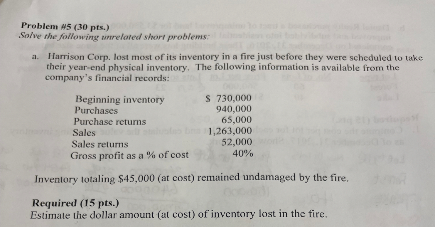 Problem #5 (30 ﻿pts.)Solve the following unrelated | Chegg.com