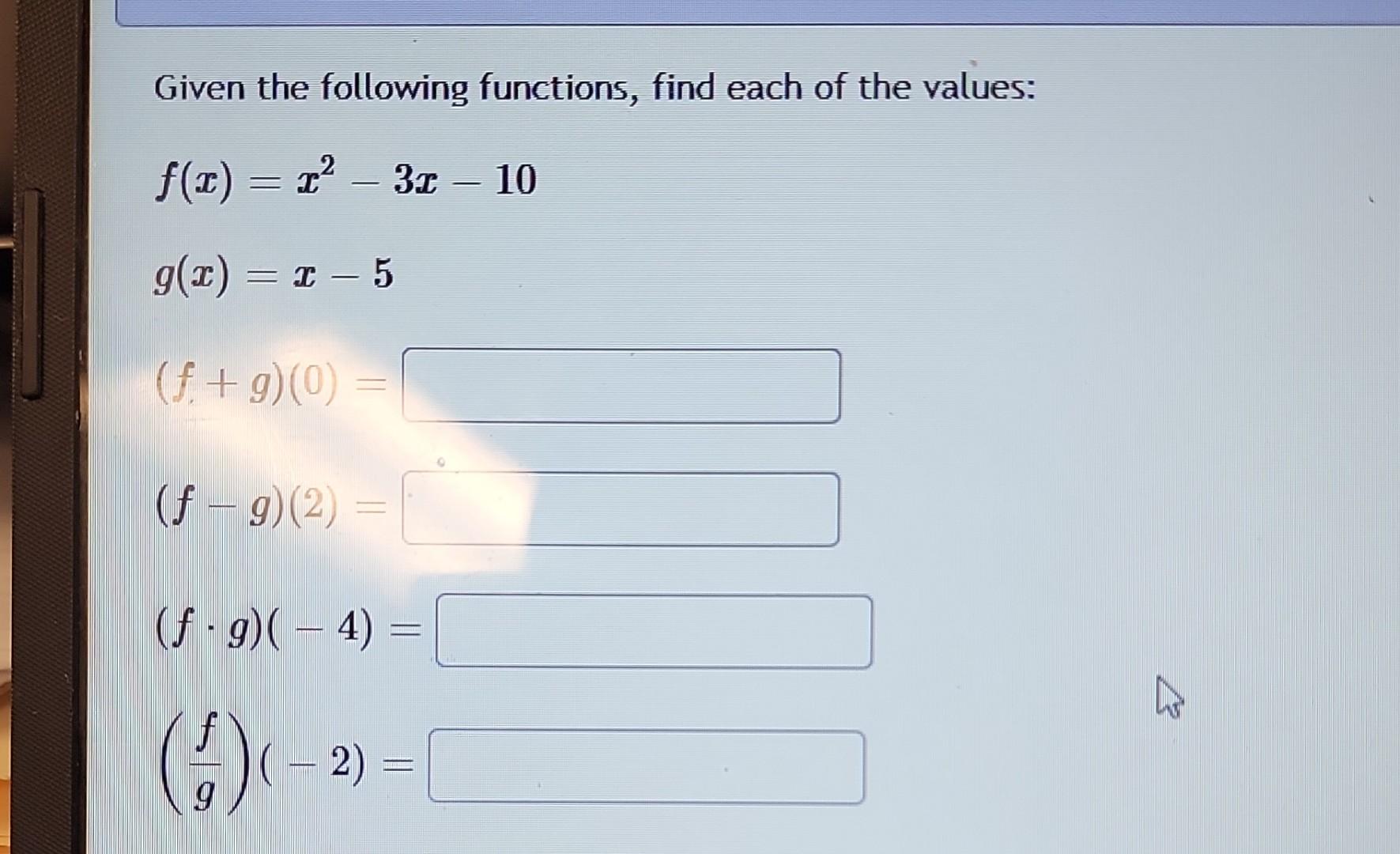 Solved Given functions p(x)=x1 and h(x)=x2−4, state the | Chegg.com