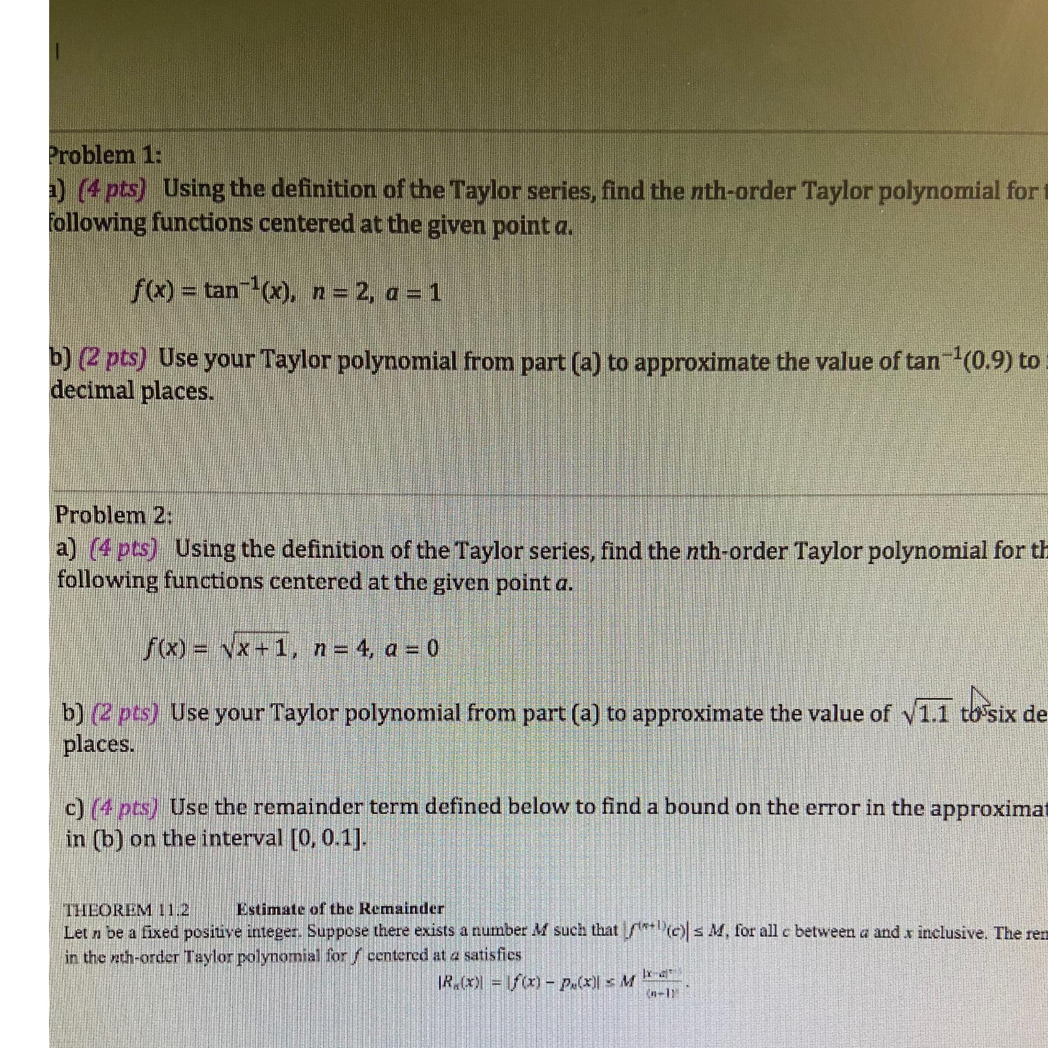 Solved Problem 1:a) (4 ﻿pts) ﻿Using the definition of the | Chegg.com