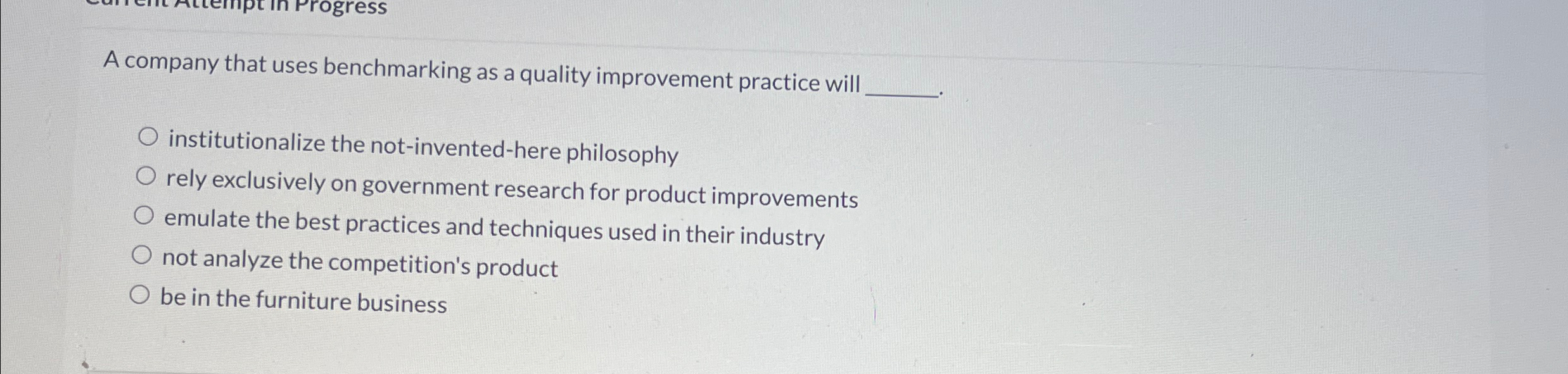 Solved A company that uses benchmarking as a quality | Chegg.com