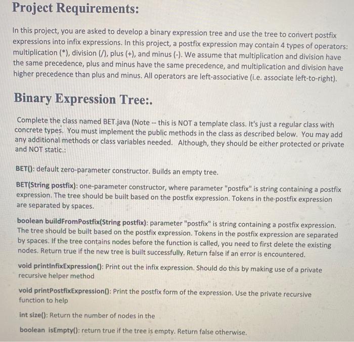 Solved Project Requirements: In this project, you are asked | Chegg.com