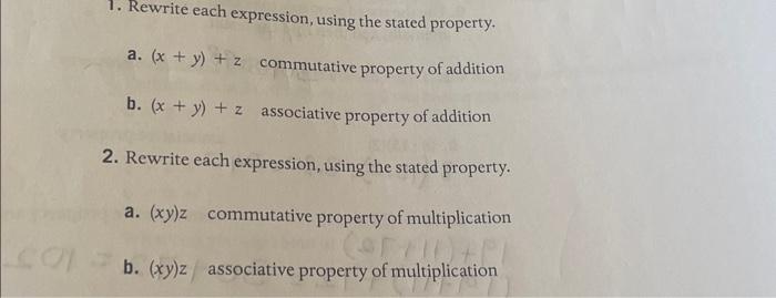 Solved 1. Rewrite each expression, using the stated | Chegg.com