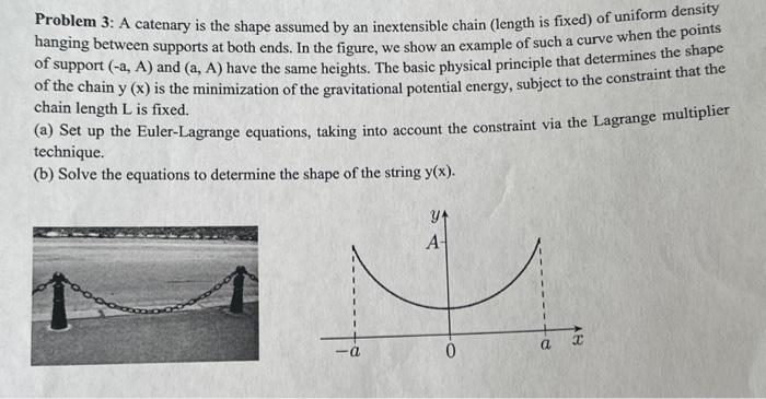 Solved Problem 3: A catenary is the shape assumed by an | Chegg.com