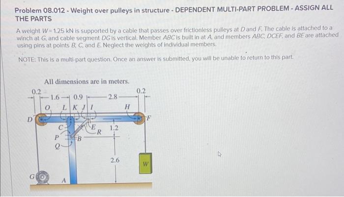 Solved Problem 08.012 - Weight over pulleys in structure - | Chegg.com