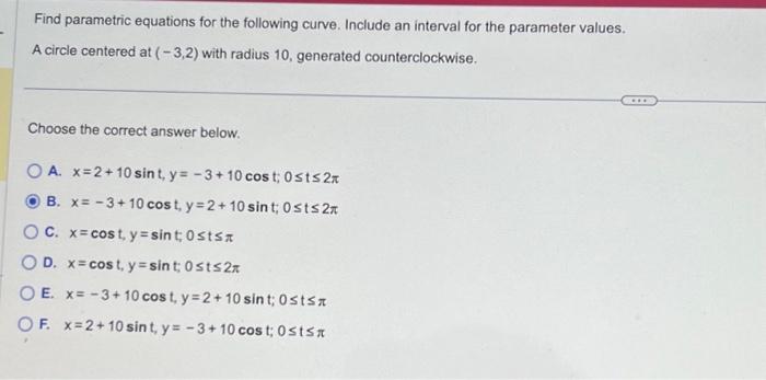 Solved Find parametric equations for the following curve. | Chegg.com