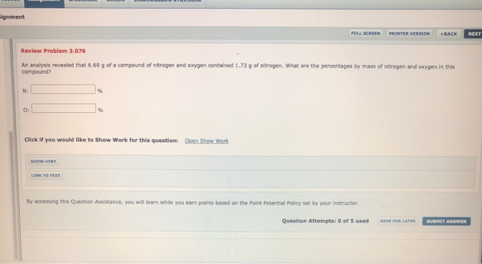 Solved Eignment PULL SCREEN PRINTER VERSION 4 BACK NEXT | Chegg.com