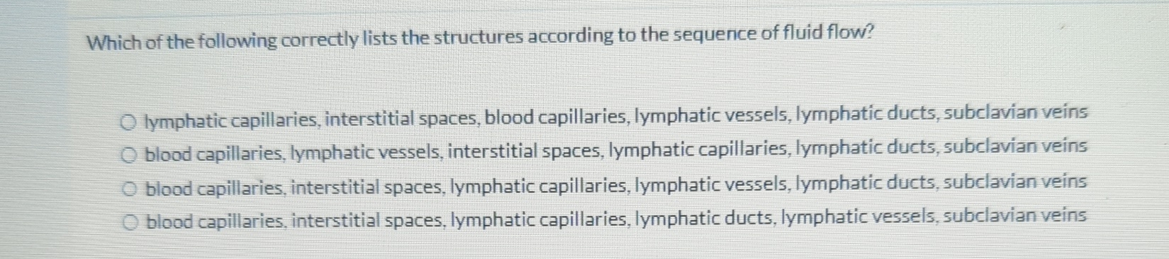 Solved Which of the following correctly lists the structures | Chegg.com