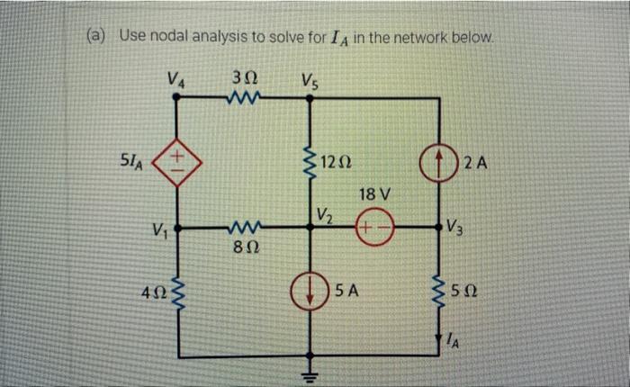 Solved (a) Use nodal analysis to solve for IA in the network | Chegg.com Solved (a) Use nodal analysis to solve for IA in the network | Chegg.com