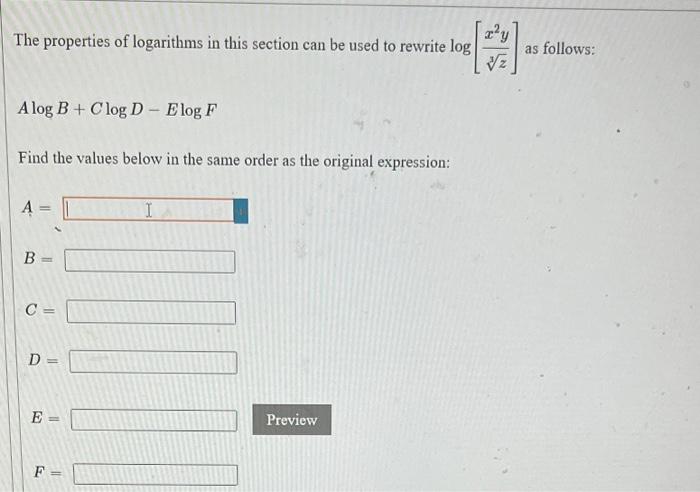 Solved The properties of logarithms in this section can be | Chegg.com