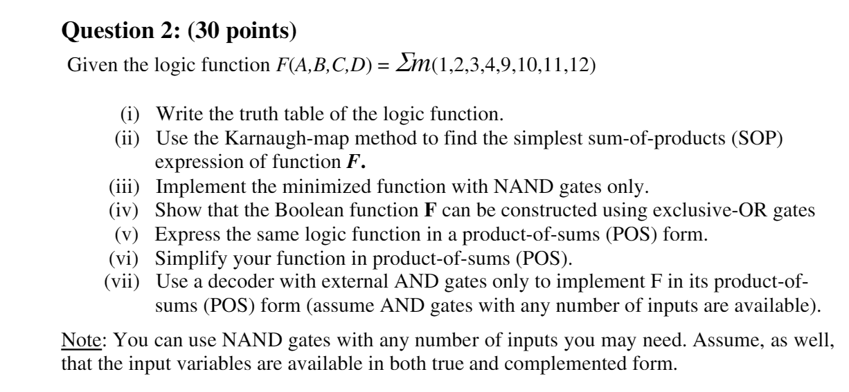 Solved Given the logic function | Chegg.com