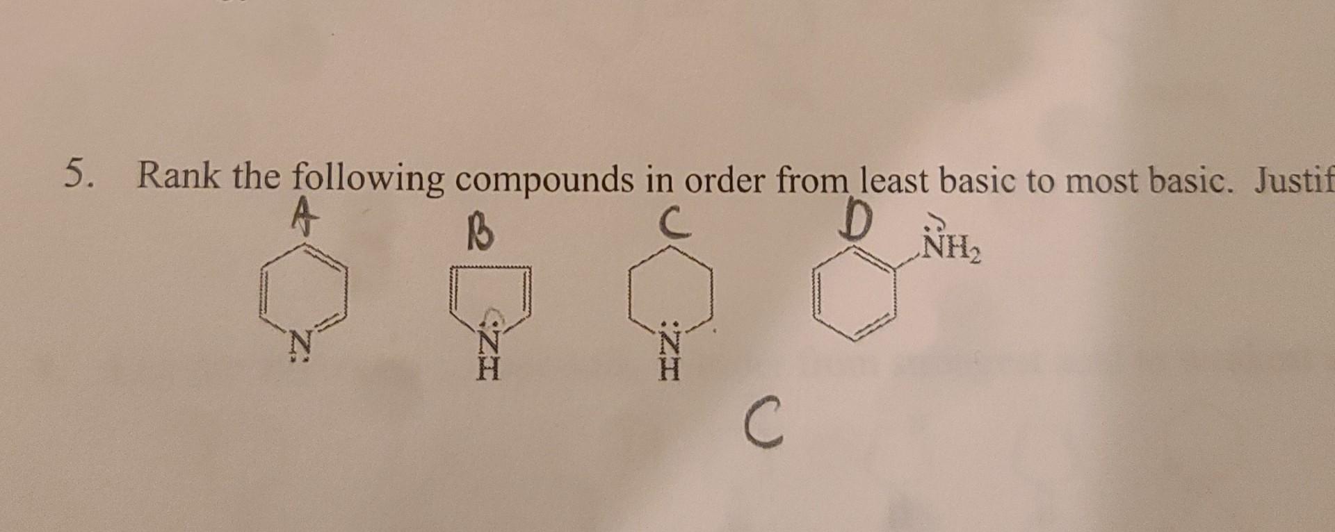 Solved 5. Rank the following compounds in order from least | Chegg.com