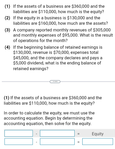Solved (1) ﻿If the assets of a business are $360,000 ﻿and | Chegg.com